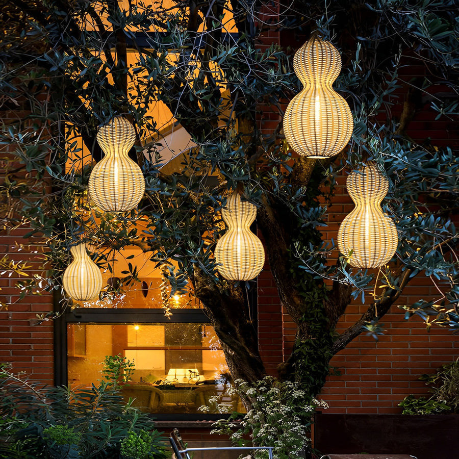 Solin Collective Halvo Rattan Outdoor Pendant Light – Rustic Exterior ...